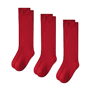 BOOPH Kids Socks Knee High Socks Boys Girls School Uniform Socks 3-5T Red