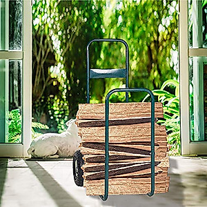 Livebest Firewood Log Cart Carrier Rolling Wood Mover Hauler Fire Rack Storage Holder Backyard Patio Garden, Green