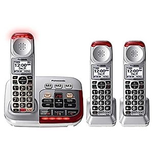 Panasonic KX-TGM450S + (2) KX-TGMA45S Digital Answering Machine with Volume Boost Control for Amplified Caller Voice Cordless Telephone-3 Handset
