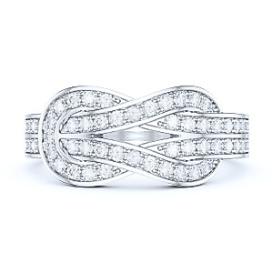 PRSTANI Sterling Silver Tie the Love Knot Full of Round Brilliant Cut Genuine Moissanites Promise Ring Wedding Band (3.5)