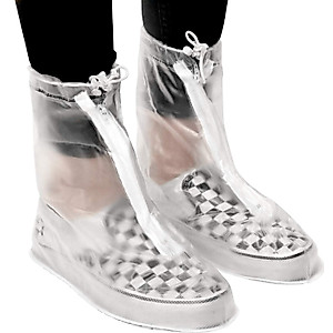 Rain Shoe Covers | Waterproof Shoe Covers for Men Women | Reusable Galoshes Overshoes (Clear, XX-Large)