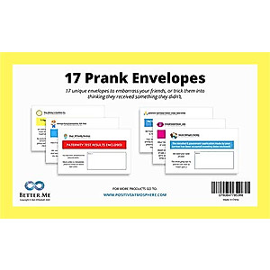 17 Prank Envelopes - Witty Pranks For Adults Funny Envelope For Birthday & Holiday Card. April Fools Day Practical Jokes By Mail Prank For Friends & Family, or Coworkers Gag, Pranks For Adults