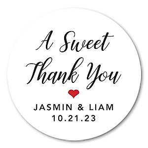 A Sweet Thank You Stickers for Favors, Custom Favor Labels, Welcome Bag Stickers or Treat Bag Stickers