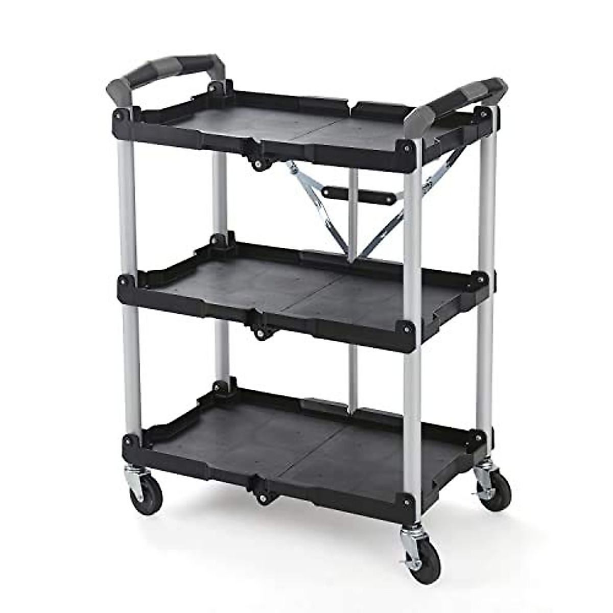 Olympia Tools 85-188 Pack-N-Roll Folding Collapsible Service Cart, Black, 50 Lb. Load Capacity per Shelf