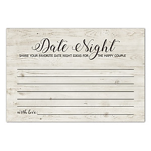 50 Rustic Wood Date Night Cards, Date Night Ideas Great Gifts for Couples, Husband, Wife, Boyfriend, Girlfriend, Anniversary, Bride and Groom, Romantic Conversation Starter Card Set, 4X6 Inch.