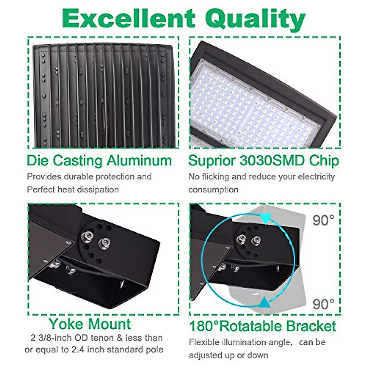 OSTEK 300W LED Parking Lot Lights LED Shoebox Street Pole Light with Dusk to Dawn Photocell, IP66 42000LM Commercial LED Area Road Lighting 5000K DLC UL