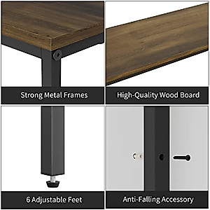 SONGXIN 70.9 Inch Console Table with Power Outlet,Modern Narrow Long Sofa Table Behind Couch,Skinny Entry Table with Black Metal Frame for Entryway,Living Room, Hallway,Walnut Brown