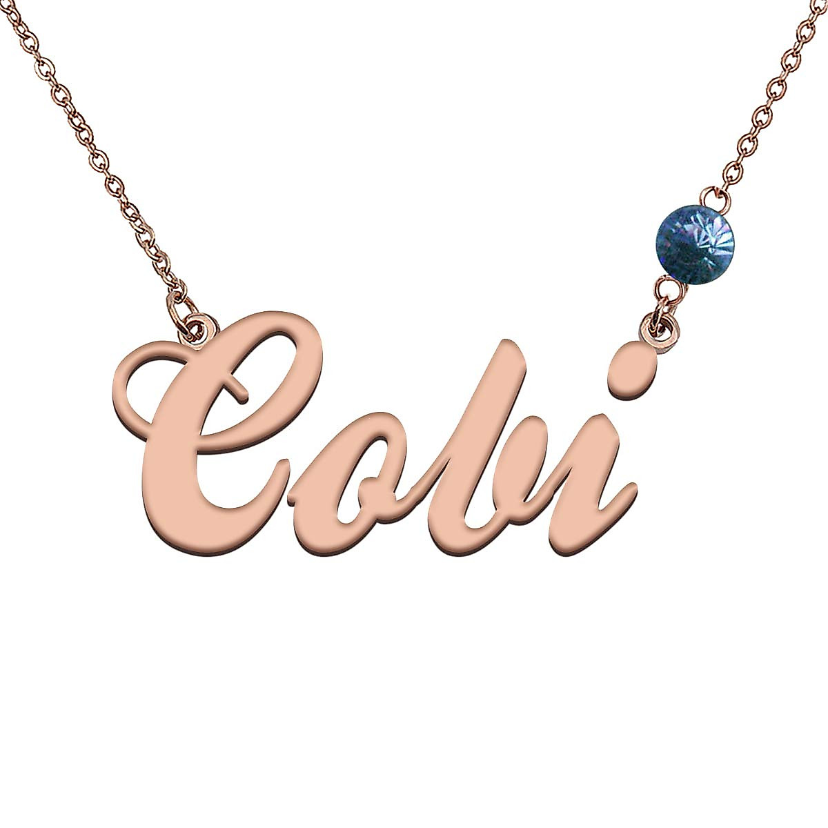 LikeFun Custom My Name Necklace with Birthstone Personalized Cobi Name Jewelry