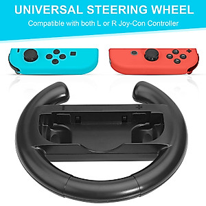 JoyHood Steering Wheel Compatible with Switch/Switch OLED Joy-Con Controller [2 Pack] Racing Wheel Controllers fit for Mario Kart 8 Deluxe - Black