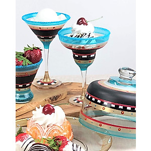 Golden Hill Studio Hand Painted Margarita Glasses Set of 2 - Moroccan Mosaic Chalk Collection - Painted Glassware by USA Artists - Decorative Margarita Glasses, Personalize with Chalk, Table Décor