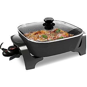 Nonstick Extra Deep Electric Skillet - with Glass Vented Lid, Serves 4 to 6 People (7.5Qt.)