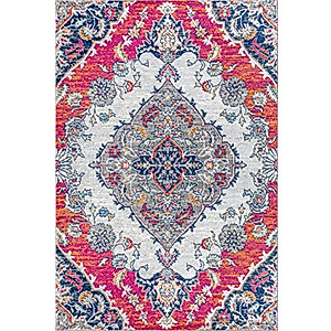 JONATHAN Y BMF105A-4 Bohemian Flair Boho Medallion Vintage Indoor Area-Rug Floral Easy-Cleaning High Traffic Bedroom Kitchen Living Room Non Shedding, 4 ft x 6 ft, Multi