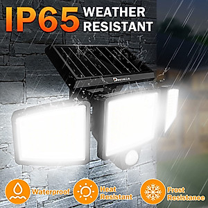 Destello Solar Lights Outdoor,Security Solar Powered Flood Lights, Upgraded High Efficiency Glass Solar Panel Motion Sensor Outdoor Lights,IP65 Waterproof,Outside Yard 3500LM,Adjustable Color 3 Modes