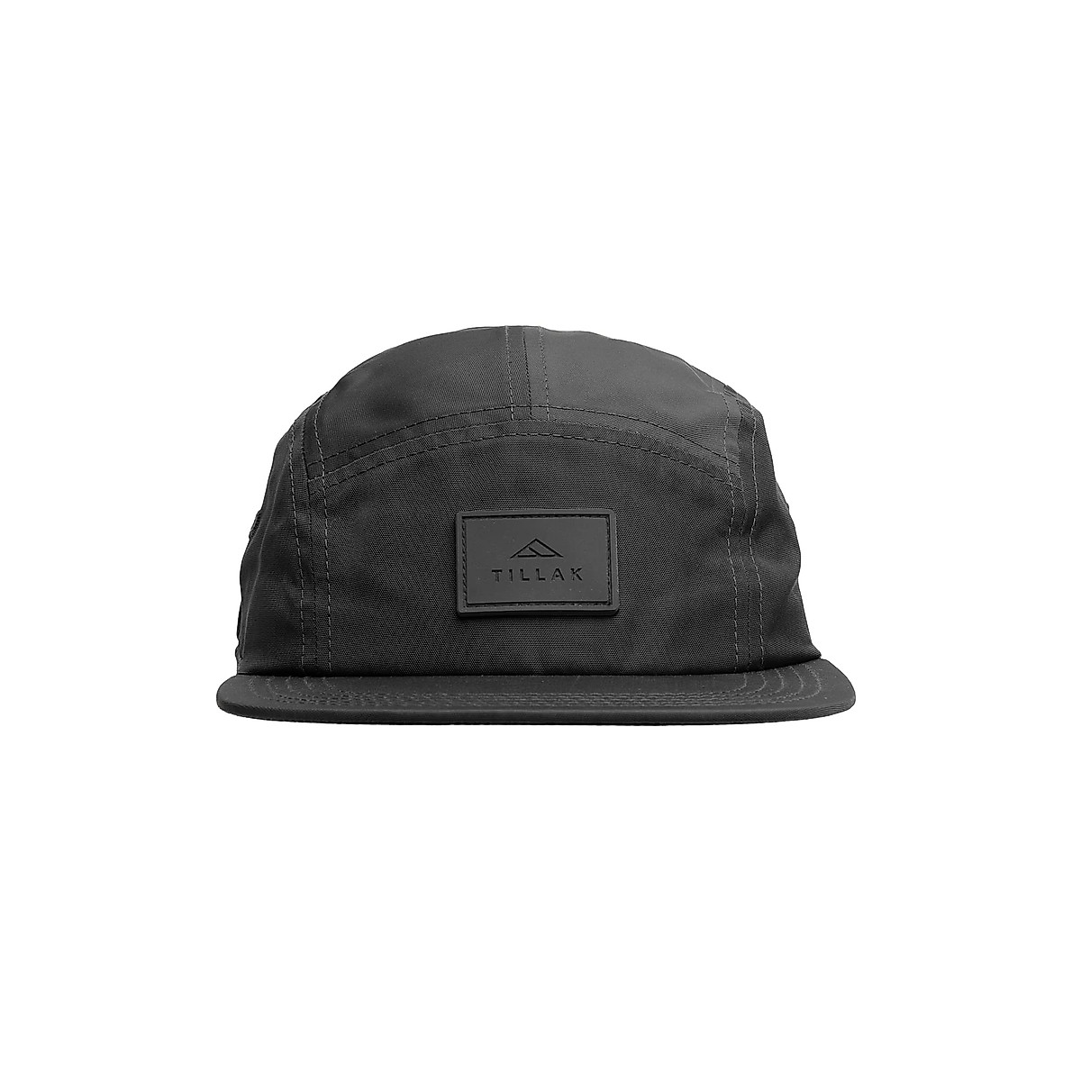 Tillak Wallowa Kodra Hat, Lightweight Oxford Nylon 5 Panel Cap with Snap Closure (Black)