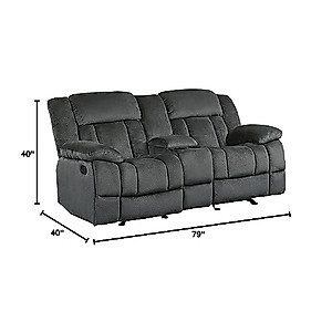 Lexicon Caspian Fabric Double Glider Reclining Love Seat with Center Console, Charcoal