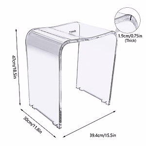 EurHomePlus Acrylic Shower Bench for Inside Shower, Clear Foot Stool Bath Chair Seat for ren and Adults Relaxing, Auxiliary Stool in The Kitchen and Bedroom for Sauna Weight Capacity 300Lbs