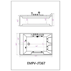 Empava 72-Inch Left Drain Rectangular Alcove Whirlpool Bathtub in White Model 2022