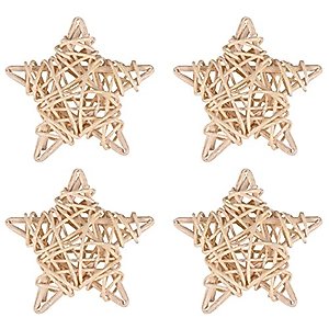 STOBOK 4pcs Small Animal Activity Toy Star Rattan Rabbit Chew Ball Woven Grass Play Ball Toy for Cat Hamster Gerbils Chinchilla Birds Guinea Pig