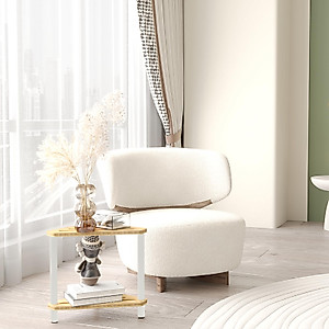 Bamboo Corner Shower Stool with White Metal Legs, Waterproof Shower Stool for Inside Shower Shaving Leg,Shower Foot Rest with Storage Shelf, Small Spaces,Bath Seat,Shower Bench