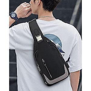 SEAFEW Small Black Tactical Sling Bag Crossbody Backpack Shoulder Bag for Men Women, Daypack Anti-Theft Cross Body Motorcycle Chest Bags, One Strap Backpack for Walking Biking Travel Cycling