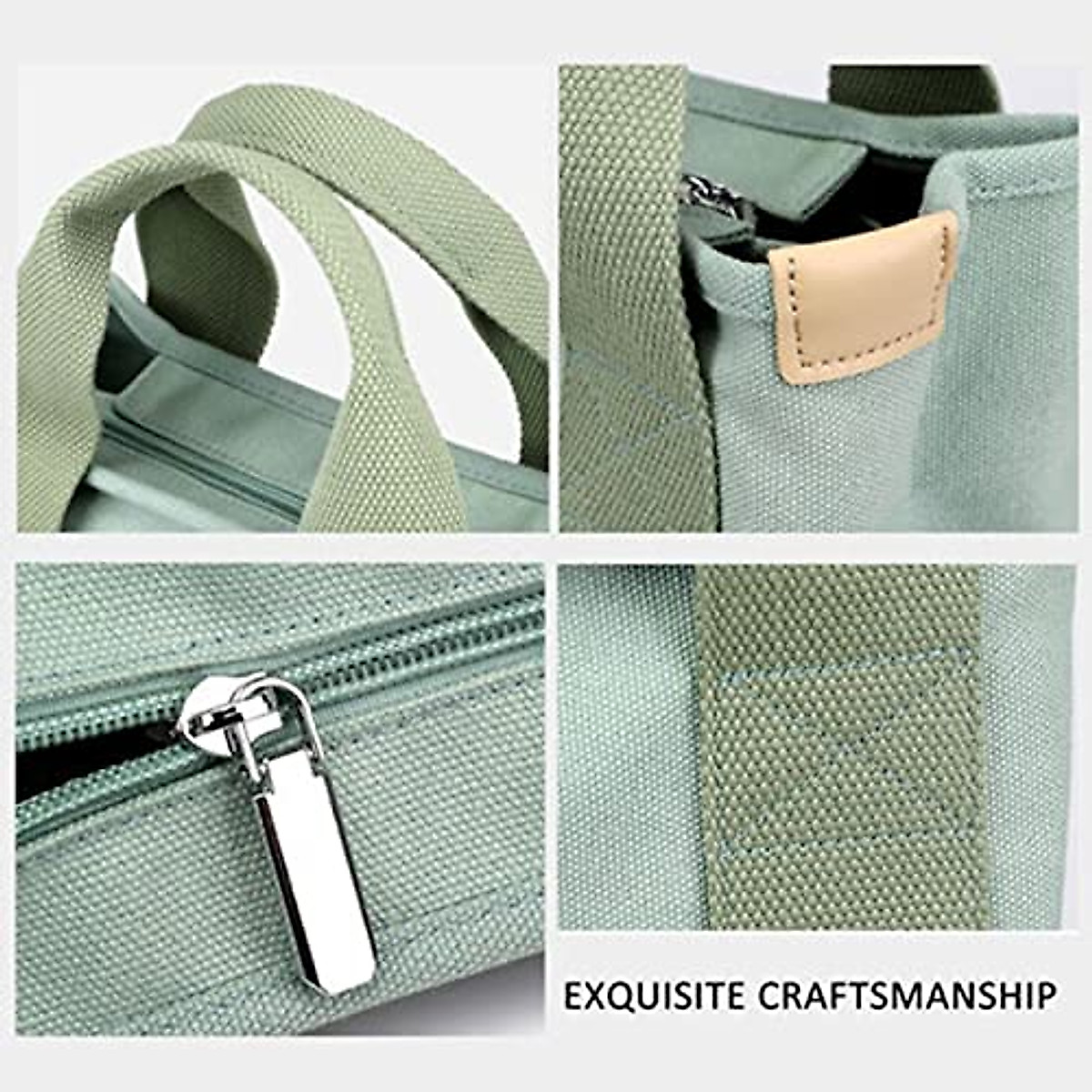 Large Capacity Multi-Pocket Handbag Canvas Tote Purses Crossbody Bag for Women Japanese Handmade Tote Crossbody Bag (Khaki)