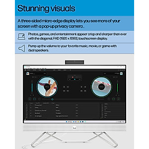 HP All-in-One Bundle PC, AMD Ryzen Processor, Radeon Graphics, 8 GB RAM, 512 GB SSD, FHD IPS Touchscreen Display, Windows 11 Home OS, Dual Computer Speakers, Wi-Fi & Bluetooth (24-cb1140, 2022)