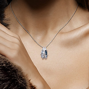 Santuzza 925 Sterling Silver Twisted Pendant Blue Spinel Cubic Zirconia Pendants for Women