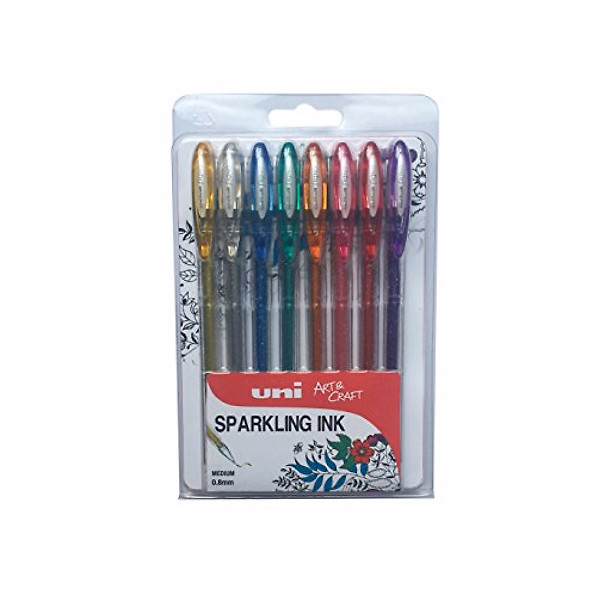 uni-ball Signo UM-120SP Sparkling Gel Ink Rollerballs - Assorted Colours, Pack of 8