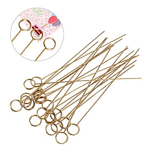 JUOPZKENN 50pcs Floral Picks Clips Reusable Golden Metal Wire Floral Place Card Holder 6in Photo Memo Holder Pick for Wedding Engagement(Round)