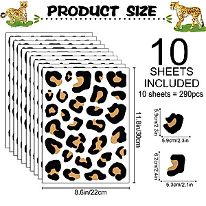 DTLIFEK 10 Sheets Leopard Print Wall Decal Black Leopard Spot Wall Stickers Vinyl Animal Print Pattern DIY Removable Peel and Stick Wallpaper for Kids Boys Nursery Car Door Home Decoration (Leopard)