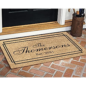 Personalized Last Name Coir Coconut Husk Doormat Door Mat 18x30 or 24x36 (18"x 30")