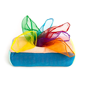 Baby Tissue Box Toy - Montessori Play for Infants and Toddlers - Sensory Textured Box with 12pcs Matching Colorful Scarves and 3pcs Crinkle Paper