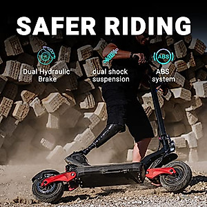 Varla Eagle One Pro Electric Scooter, Dual 1000W Motor, Up to 45 Miles Range, 45 MPH, 60V 27Ah Lithium-ion Battery, 11" Tires, Dual Hydraulic Brake Plus ABS System, Dual Suspension E-Scooter