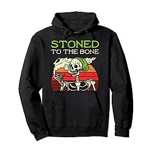 Stoned To The Bone Skeleton Smoking Weed Halloween 2021 Pot Pullover Hoodie