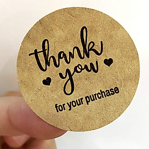 Thank You for Supporting My Small Business Stickers,Kraft Paper Thank You Self-Adhesive Envelope Sealing Stickers,1.5 Inches Packaging Label Stickers for Box/Bake/Bag,500 Pcs/Roll