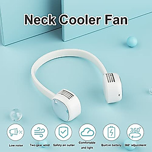 Bemodst Portable Neck Fan, 2000 mAh Battery Operated Wearable Personal Fan, Leafless, Rechargeable, Headphone Design, USB Powered Desk Fan,3 Speeds-white