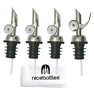 nicebottles Perfect Pour Weighted Stainless Steel Pourer, Pack of 4