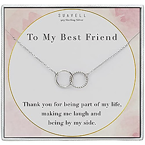 Suavell Best Friend Necklaces. Interlocking Circles, Sterling Silver Silver Chain Necklace. Open Circle Necklace for Women. Friend Gifts for Women, Birthday Gifts for Women, Soul Sisters, Gift Ideas