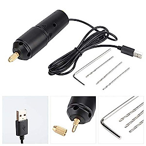 Mini Electric Hand Drill, Mini Cordless Rotary Tool, USB Mini Electric Drill Twist Drill Mini Electric Small Hand Drill Rotary Tools Household Woodworking Black for Trimming Cutting Drilling Engraving