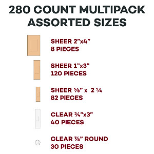 Dealmed Assorted Variety Pack Flexible Adhesive Bandages Sterile Bandage Strips with Non-Stick Pad, Latex Free, Wound Care for First Aid Kit (280 Bandages)