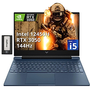 HP Victus 15.6" FHD 144Hz Gaming Laptop, Intel i5-12450H, NVIDIA GeForce RTX 3050, 64GB DDR4 RAM, 2TB PCIe SSD, Backlit Keyboard, WiFi 6, Win 11, Blue, 256GB Docking Station Set