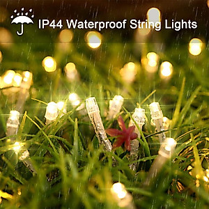 LED Icicle Christmas Lights Outdoor/Indoor 42.6ft(32.8ft+9.8ft) 60 Drops with 300 LED, 8 Lighting Modes, Connectable Icicle Lights, for Christmas Garden Wedding Party Patio Eave Decorations - Warm