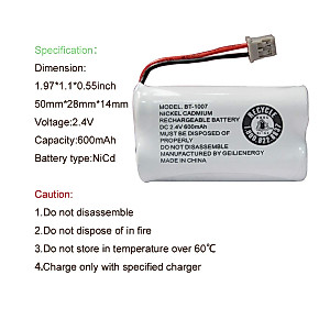 GEILIENERGY BT-1007 Cordless Phone Battery Compatible with Uniden BT1007 BT904 BT-904 BT1015 BT-1015 BBTY0651101 BBTY0460001 BBTY0510001 BBTY0624001 BBTY0700001 HHR-P506 HHR-P506A(3-Pack)
