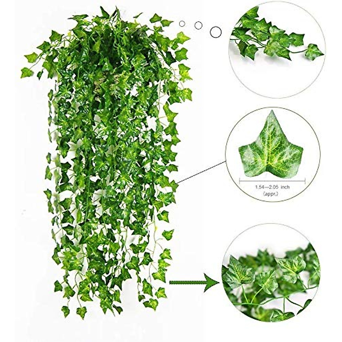 SO CAL PRO Fake Ivy Leaves Artificial Ivy Greenery Vines for Room Decor Leaves Room Decor Fake Leaves Ivy Eucalyptus Garland Faux Vines Wedding Decor (36 Strands of Ivy)