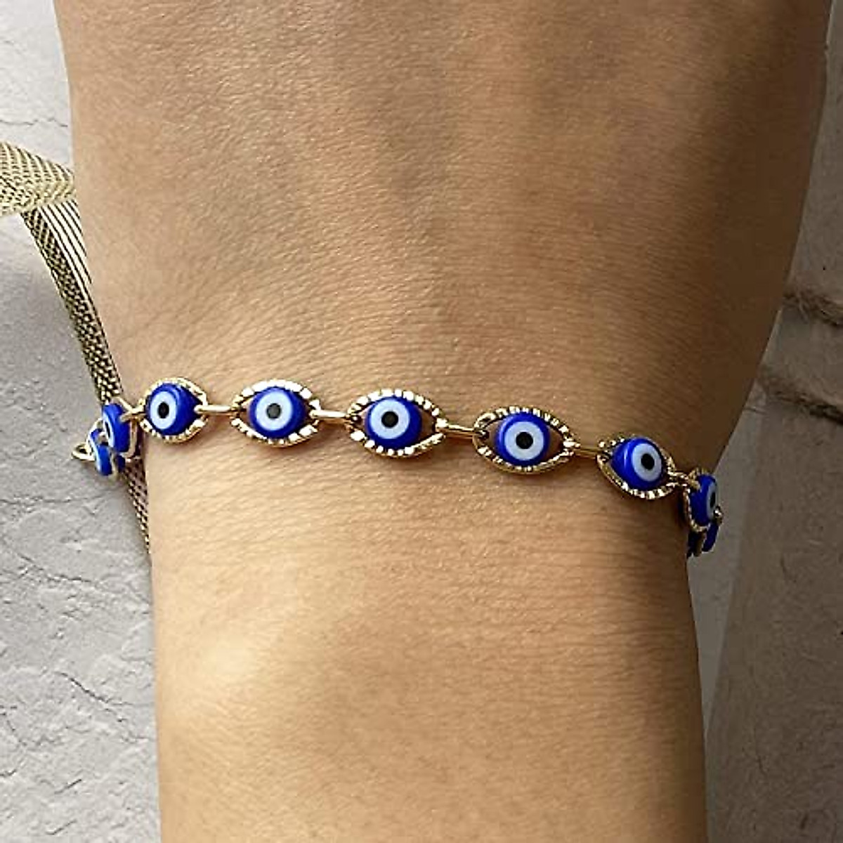 choice of all Evil Eye Bracelet for Women,14K Gold Plated Turkish Blue Eye Chain Bracelets for s Christmas (Blue)