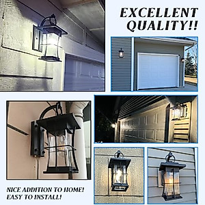 EERU Outdoor Wall Sconces Light Fixtures Exterior Wall Lantern Outside House Lamps Waterproof Black Metal with Clear Seeded Glass, Perfect for Exterior Porch Patio House