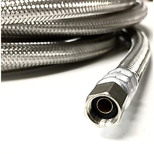 Shark Industrial 25 FT Stainless Steel Braided Ice Maker Hose with 1/4" Comp by 1/4" Comp Connection