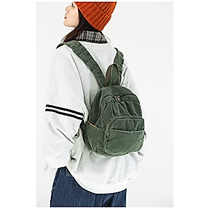 MININAI Aesthetic Backpack Mini Classic Corduroy College Backpack for Women Cute Retro Grunge Backpack Casual Daypack (One Size,Green)