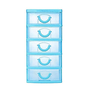 TOPOB Storage Box, Durable Plastic Mini Desktop Drawer Sundries Case Small Objects Makeup Organizer (Blue, XL)