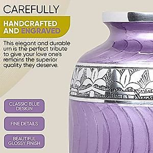 Forever Lane Cremation Urns for Adult Ashes - Handcrafted Large Urn, Burial - Urns for Human Ashes Adult Female Or Male, Funeral Decorative Urn - Up to 200 Lb. (Purple)